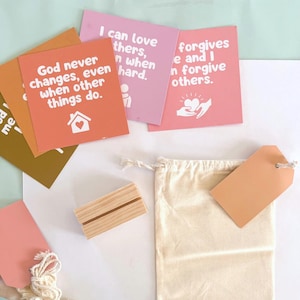 Kids Scripture Affirmation Cards With Wooden Stand: Bible Verse Cards ...