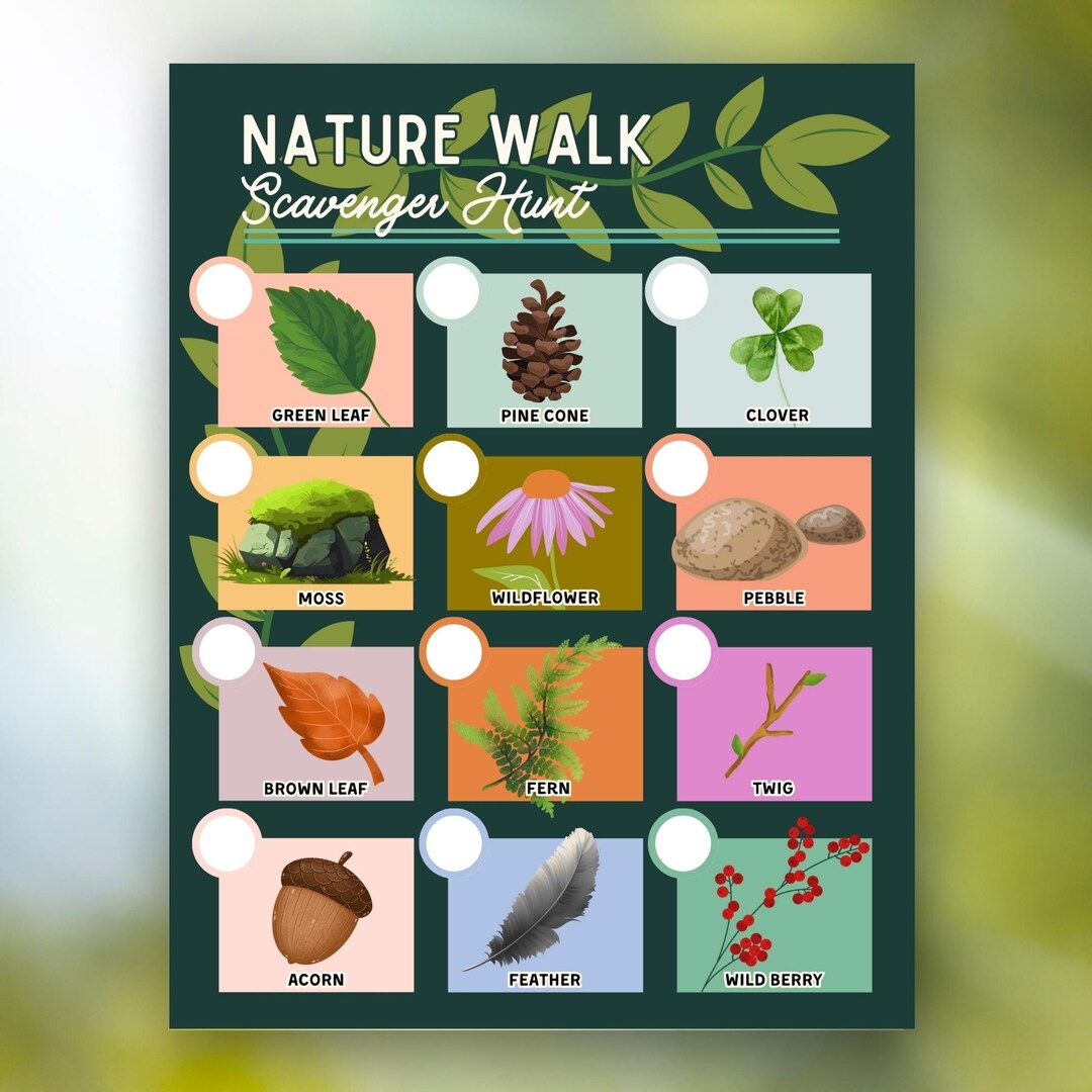 Nature Walk Scavenger Hunt: Kids Outdoor Activity (digital Download PDF ...