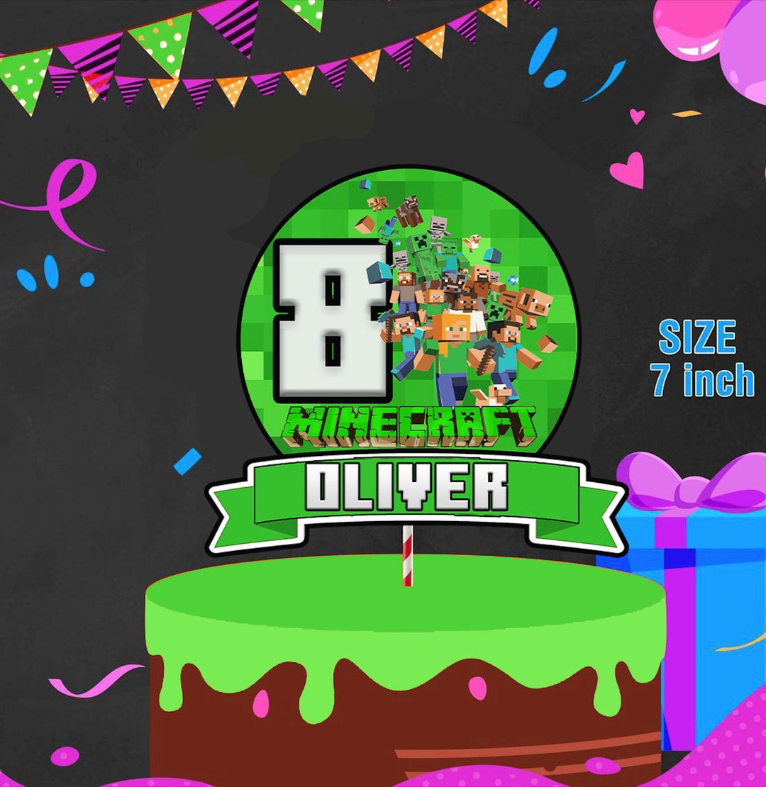 Minecraft Cake Topper Birthday Party Decorations Personalised With Any ...