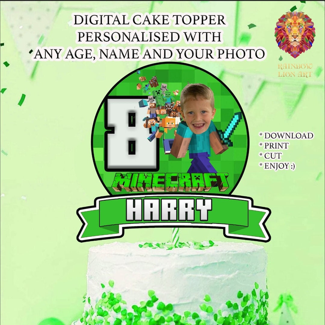 Minecraft Cake Topper Birthday Party Decorations Personalised With Any ...