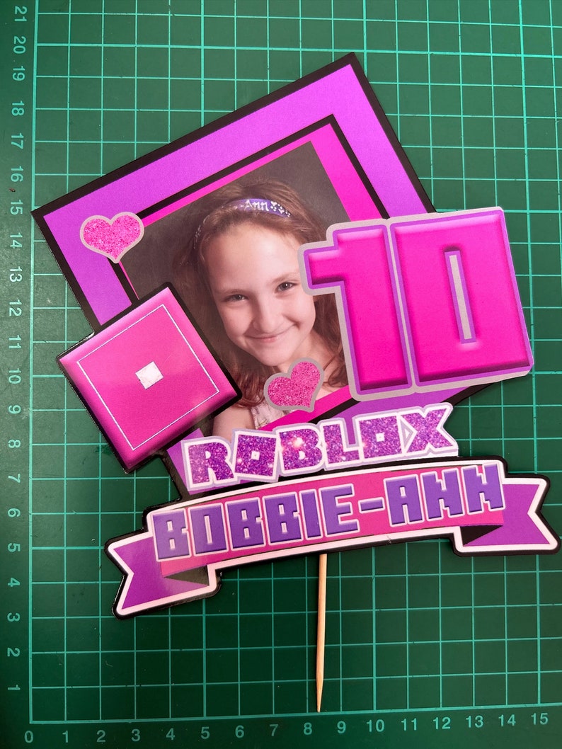Personalised Roblox Girl Cake Topper With Any Name, Age and Your Photo ...