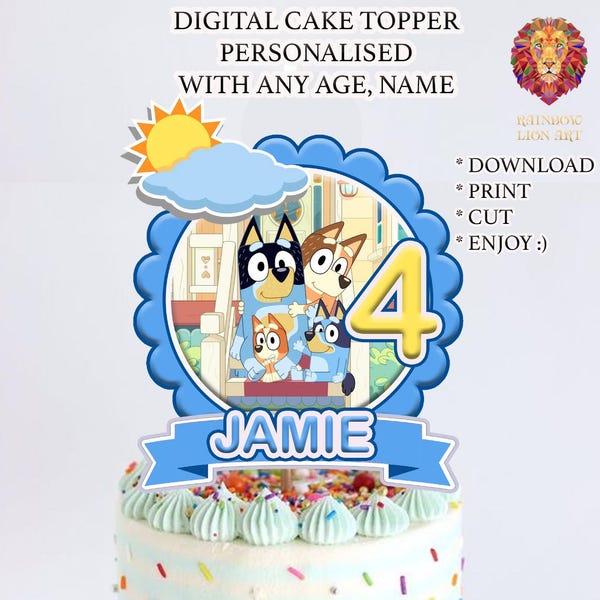 Bluey Cake Topper - Etsy Australia