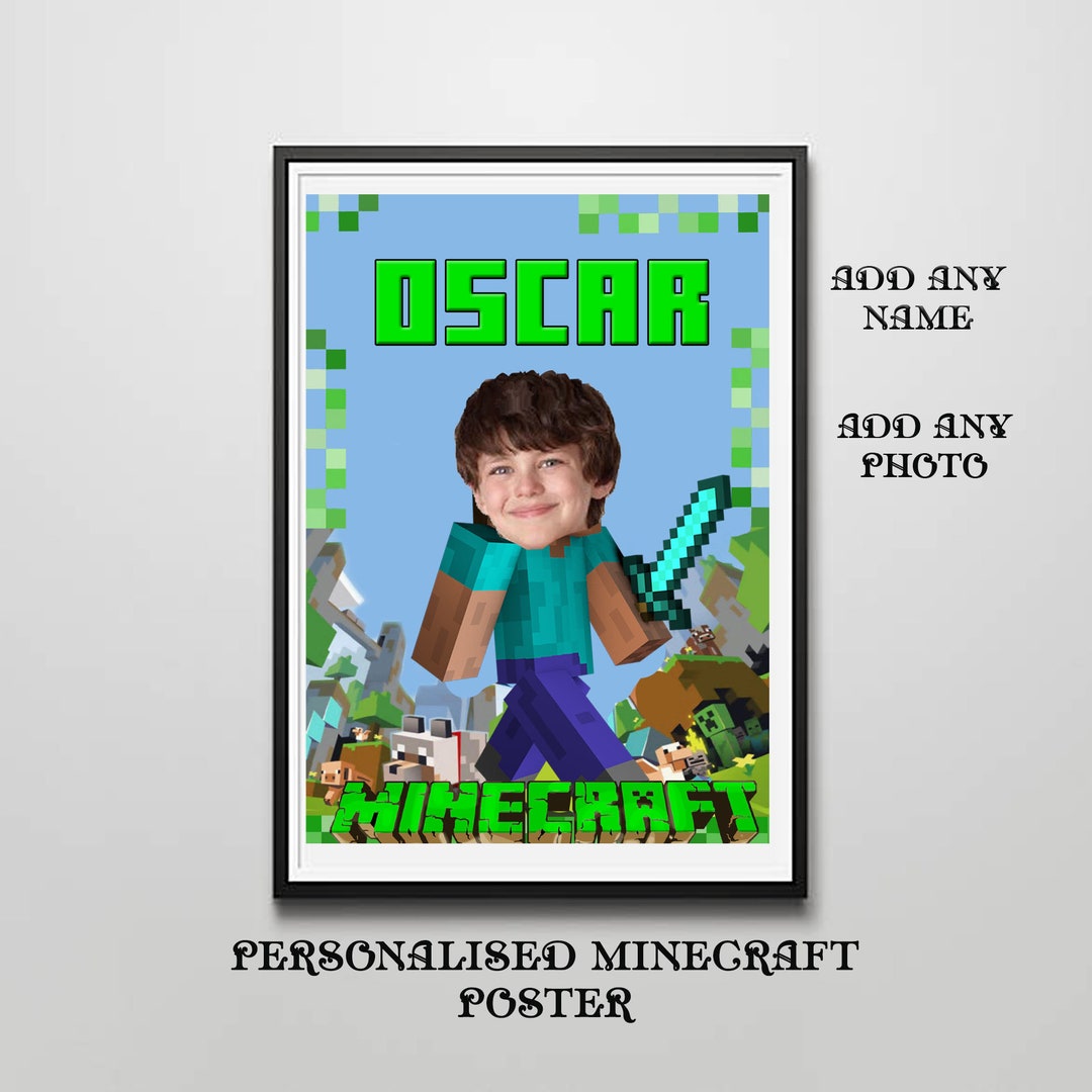 Personalised Minecraft Bedroom Wall Art Gamer Poster Picture Gift A4 ...
