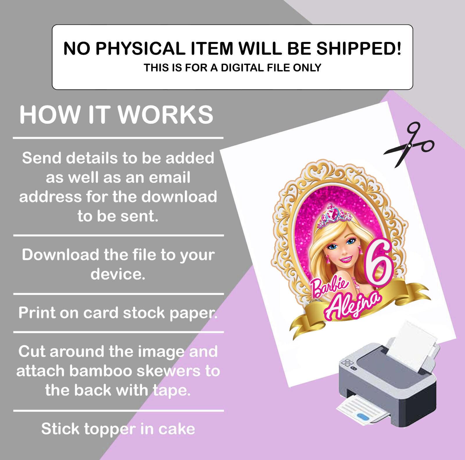 Personalised Barbie Birthday Cake Topper With Any Name and Age Digital ...