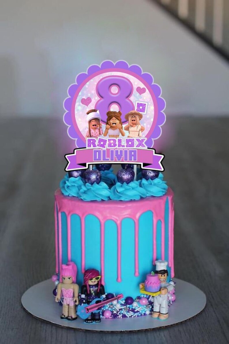 Personalised Roblox Girl Cake Topper With Any Name and Age Digital File ...