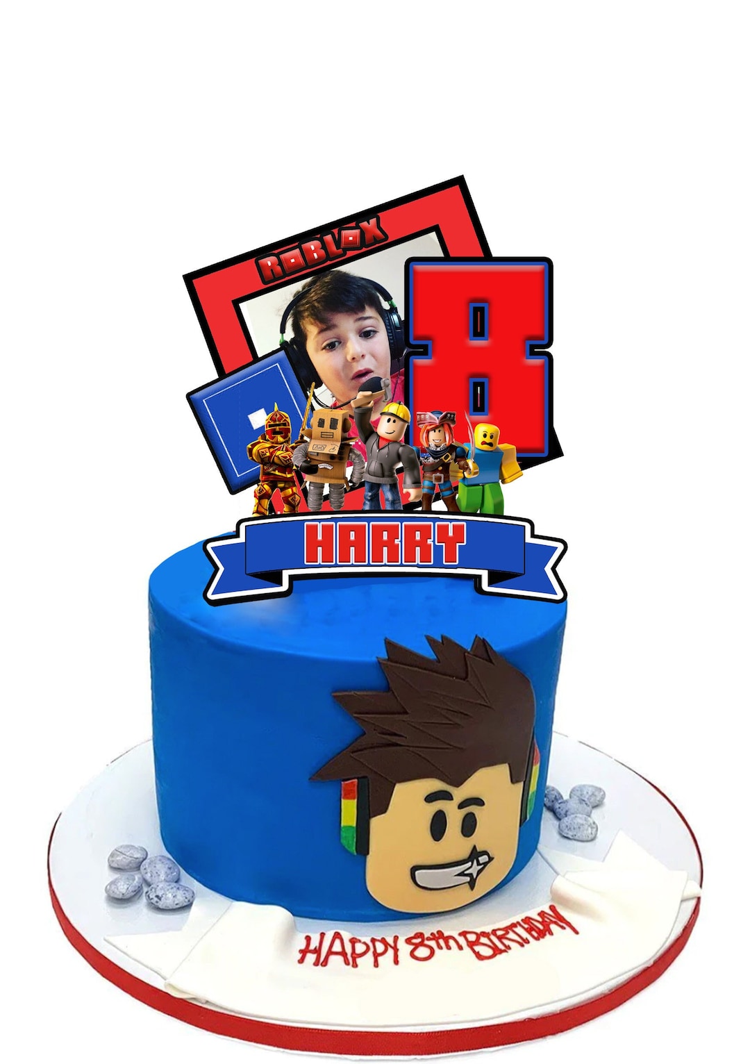 Personalised Roblox Cake Topper With Any Name, Age and Your Photo ...