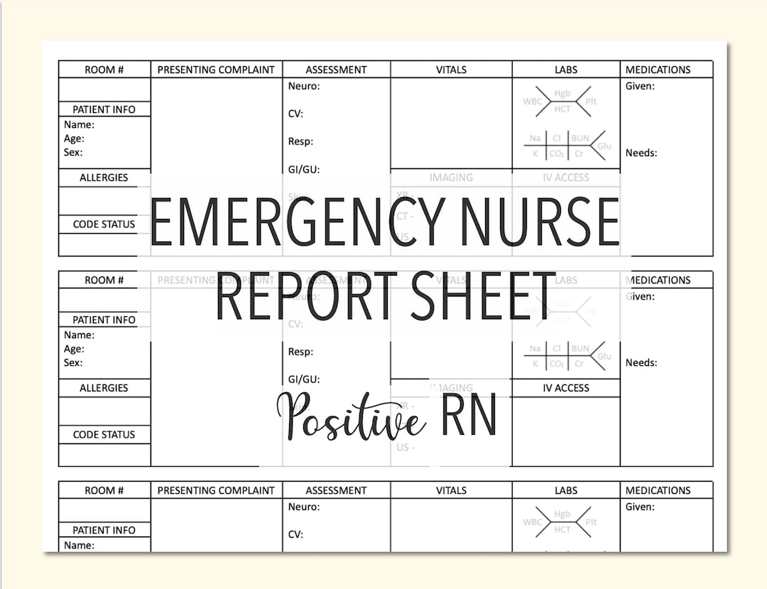 4 Patients Emergency Department ED ER Minimalist Nurse Brain/report ...