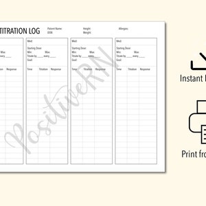 Drips & Medications Titration Log Flowsheet | Instant Download | ICU ...