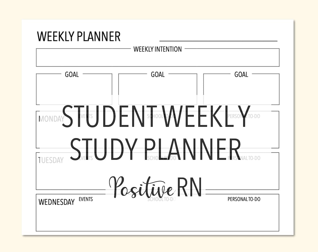 Student Weekly Study Planner: To-do List Template (printable Digital ...