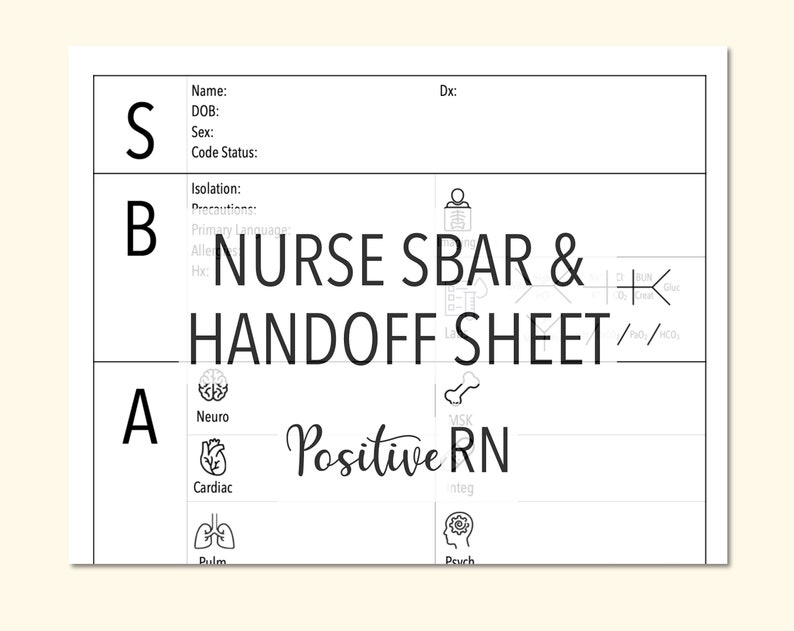 SBAR Nurse Report Sheet: Digital Hand-off Sheet (printable) - Etsy UK