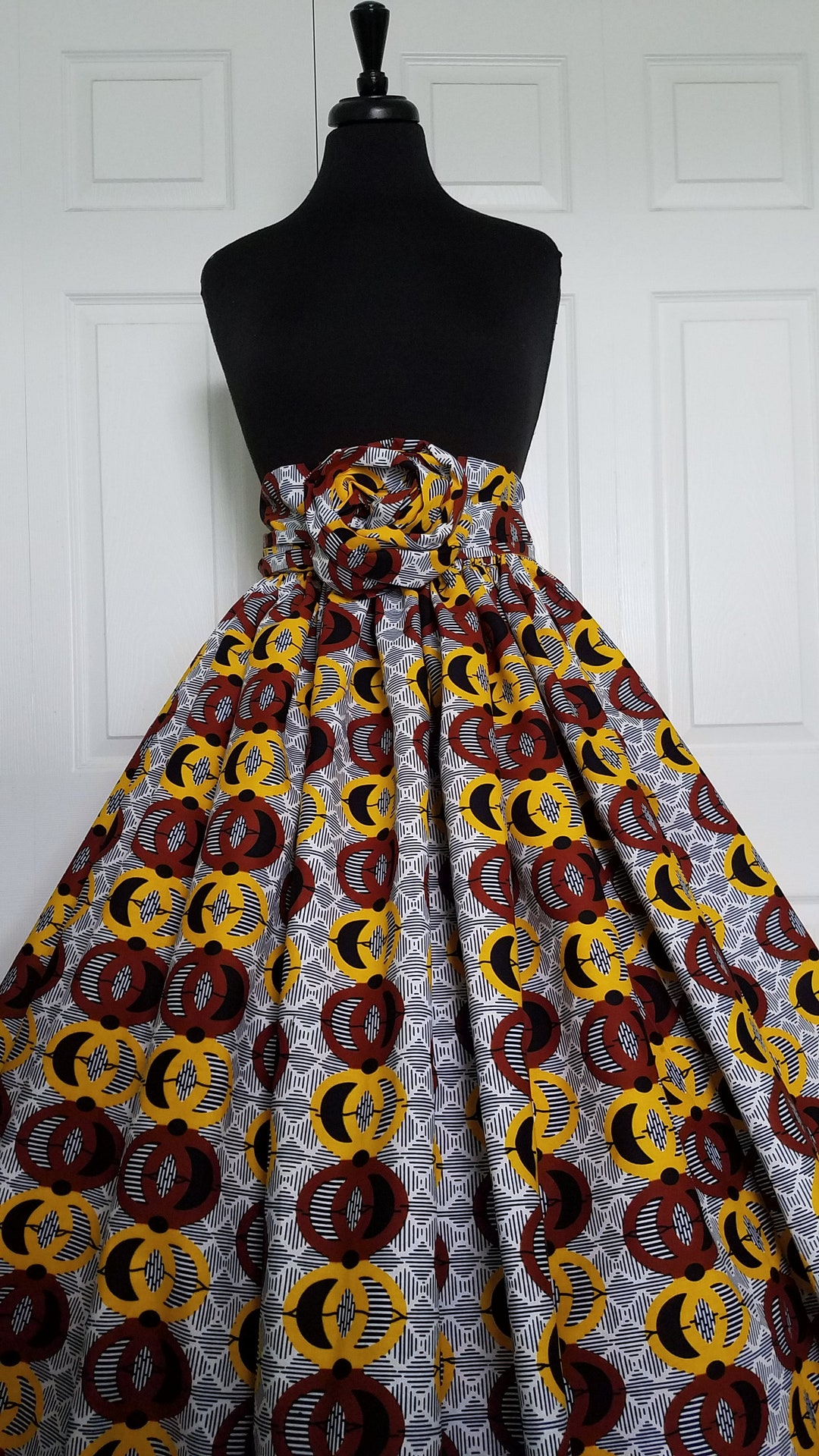 CHANEL AFRIQUE Long Maxi Skirt With Deep Pockets Large Tie-belt/sash ...