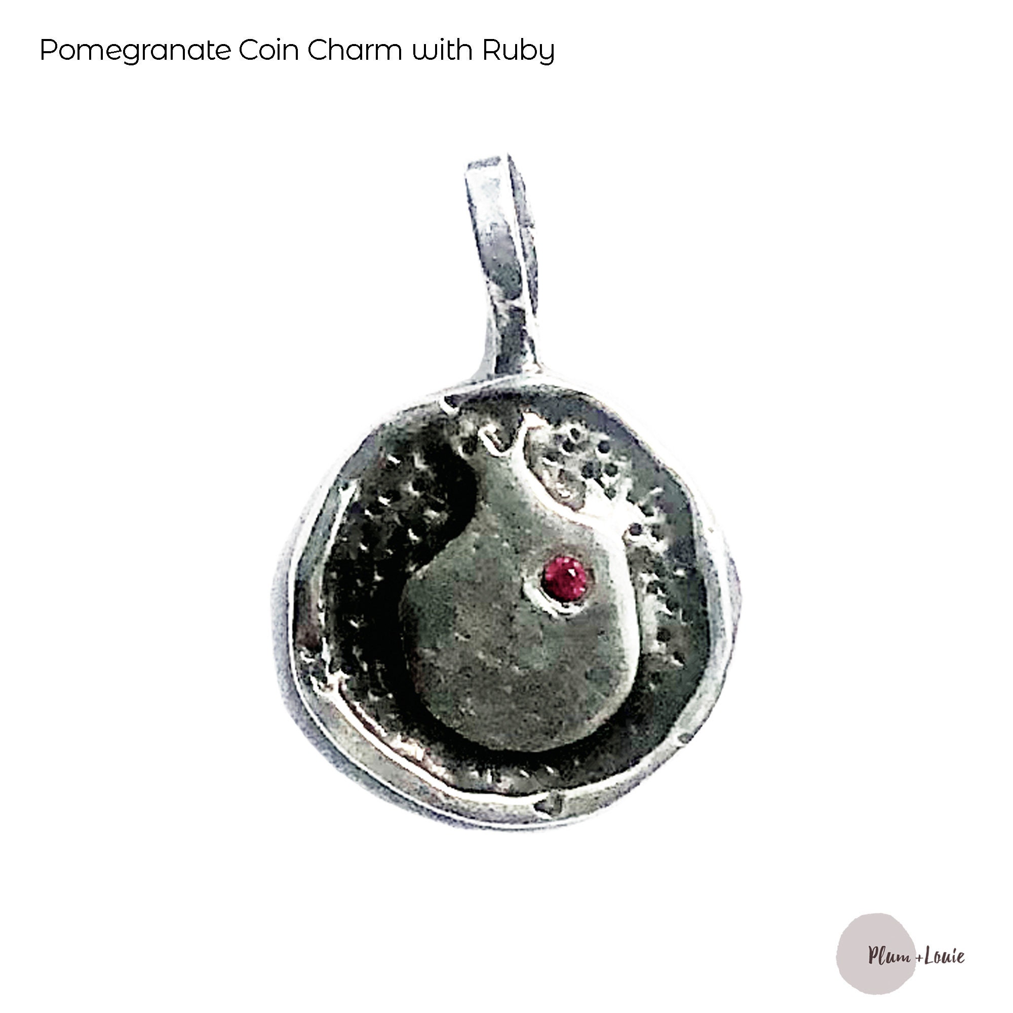 Ruby and Silver Pomegranate Coin Charm charm Only - Etsy UK