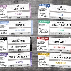 Wedding Tickets Custom Personalized Placecards - Concert Tickets ...