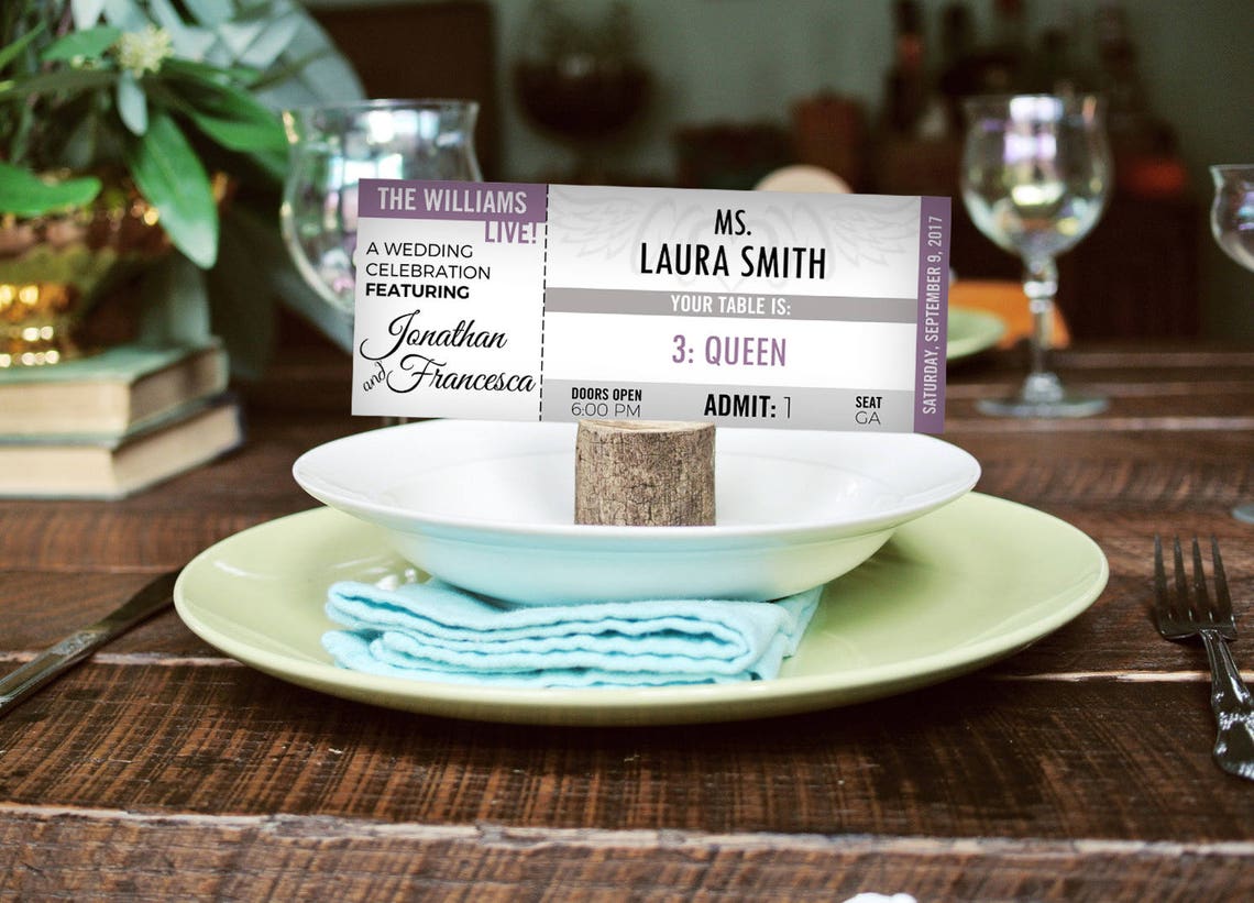 Wedding Tickets Custom Personalized Placecards - Concert Tickets ...