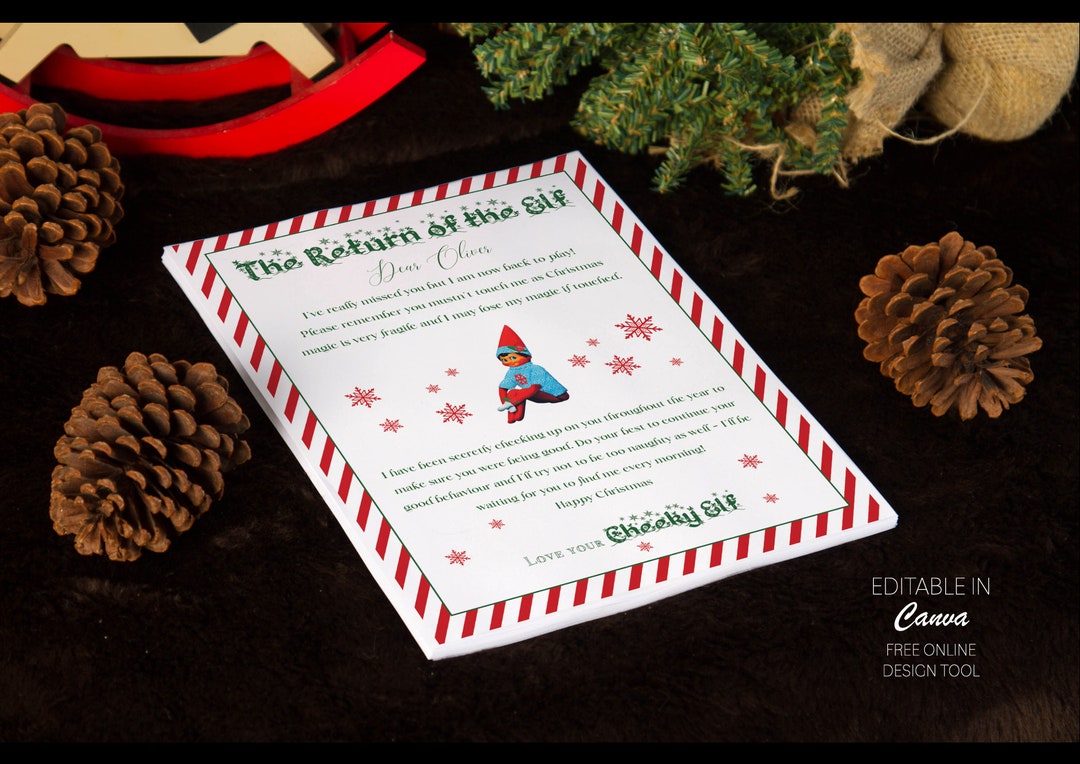 Digital Elf Arrival Letter and Envelope Edit in Canva And/or Just Print ...