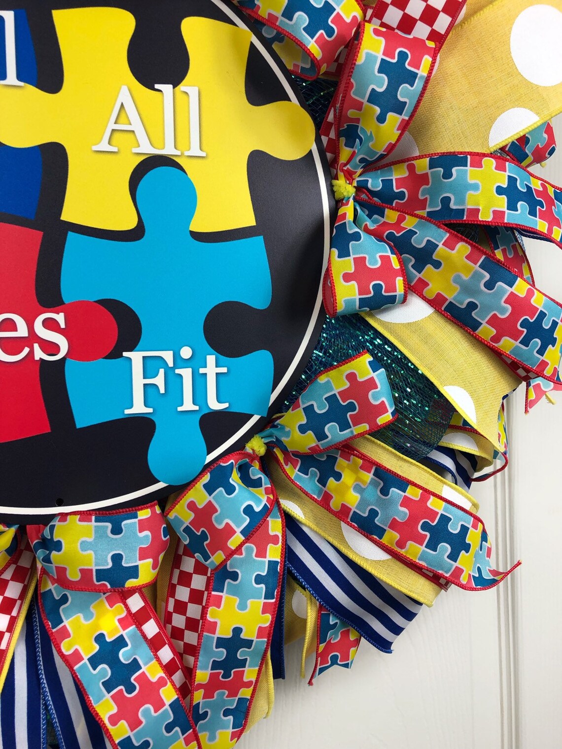 Autism Awareness Wreath Front Door Wreath Autism Support - Etsy