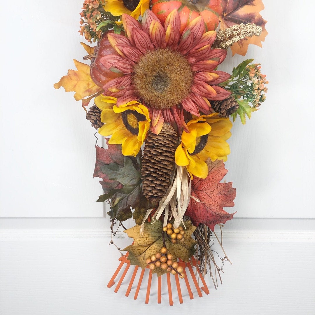 Fall Rake Wreath, Seasonal Porch Decor, Front Door Hanger, Autumn Home ...