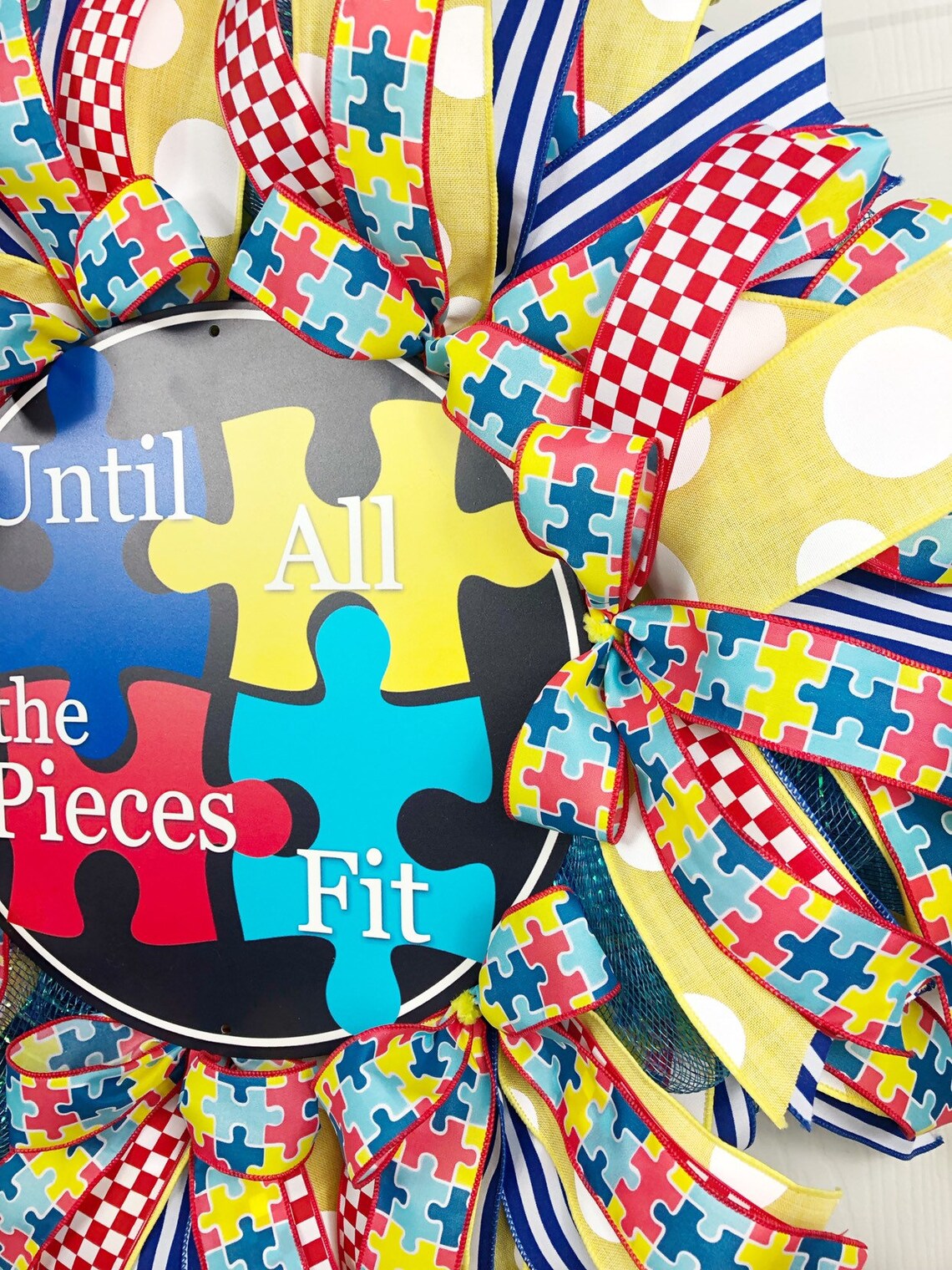 Autism Awareness Wreath Front Door Wreath Autism Support | Etsy