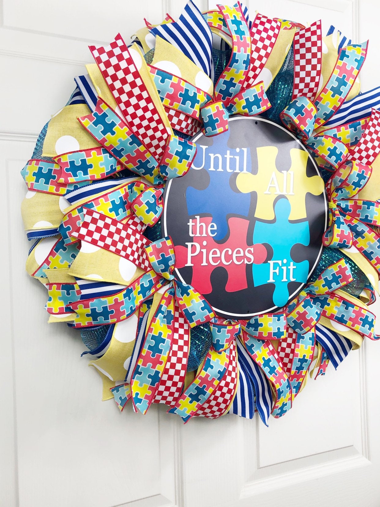 Autism Awareness Wreath Front Door Wreath Autism Support | Etsy
