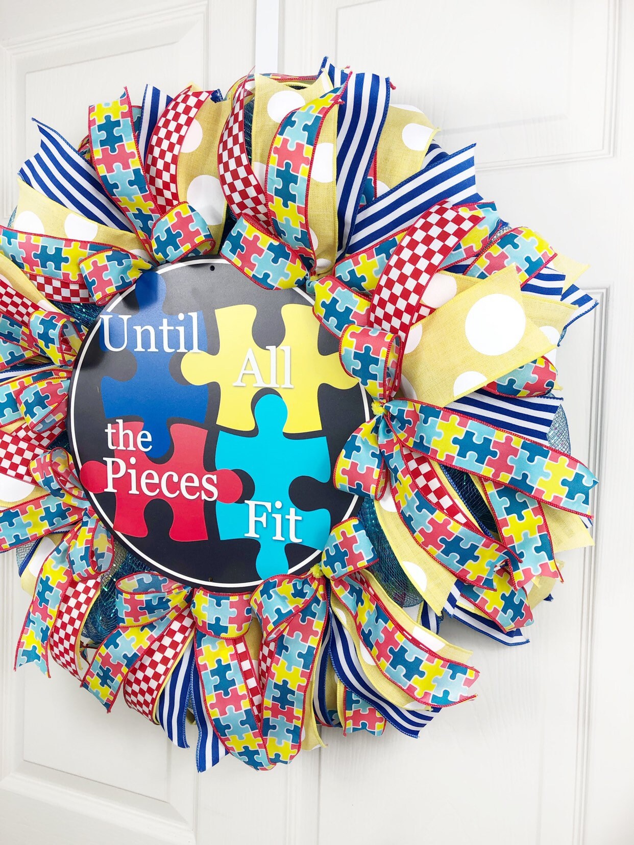 Autism Awareness Wreath Front Door Wreath Autism Support | Etsy