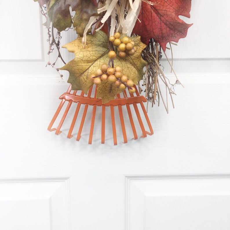 Fall Rake Wreath, Seasonal Porch Decor, Front Door Hanger, Autumn Home ...