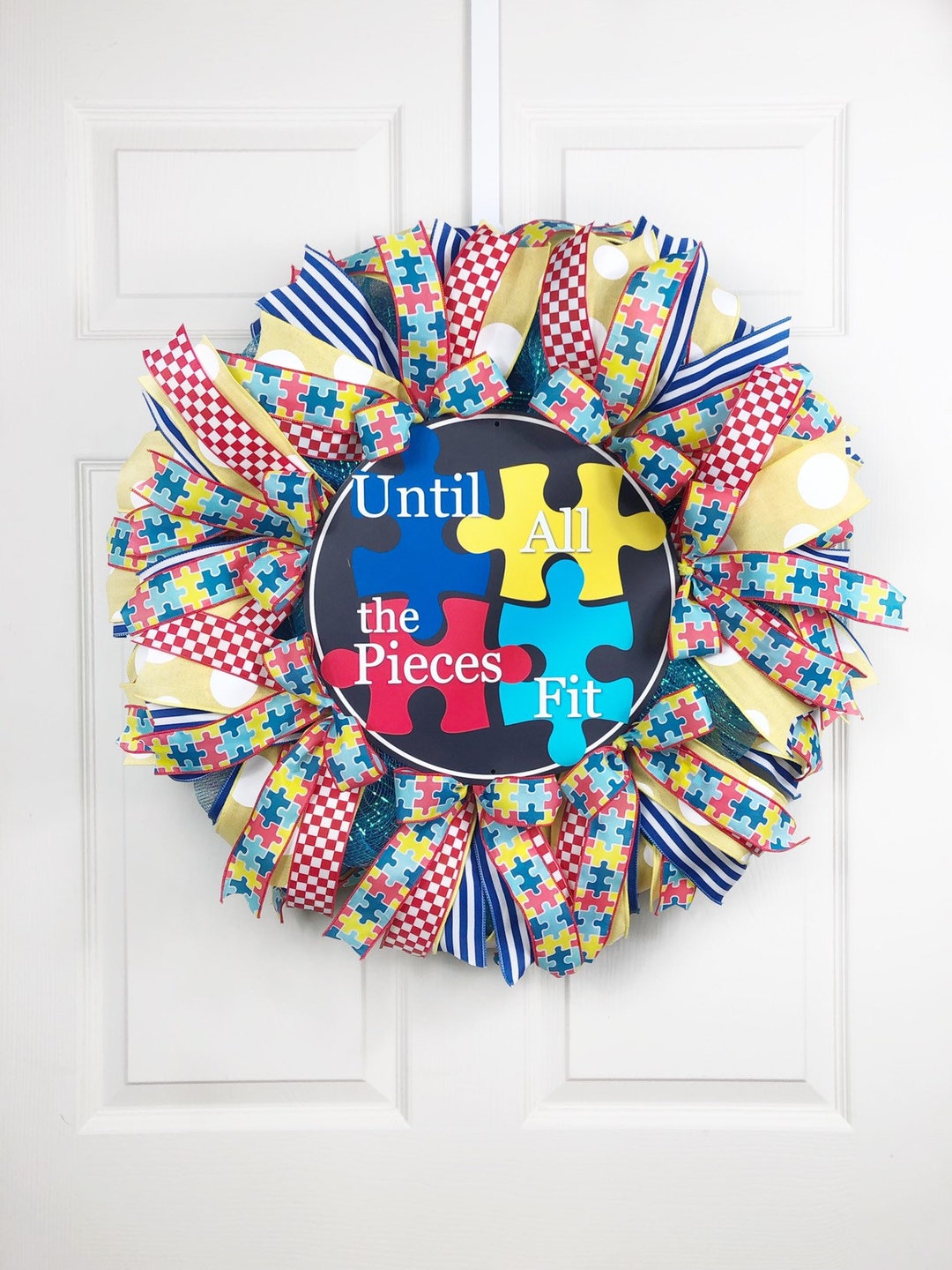 Autism Awareness Wreath Front Door Wreath Autism Support - Etsy