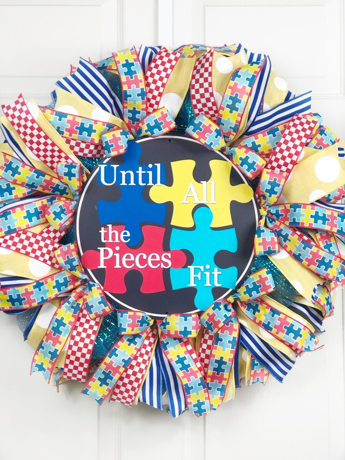 Autism Awareness Wreath Front Door Wreath Autism Support | Etsy