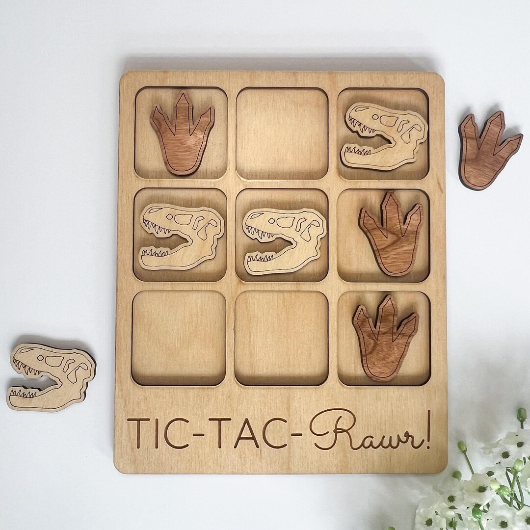 Dinosaur-themed Tic Tac Toe Board for Family Game Nights With Majestic ...