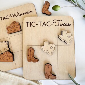 Mini State Wooden Tic Tac Toe Board, State Pride Wooden Board Game ...