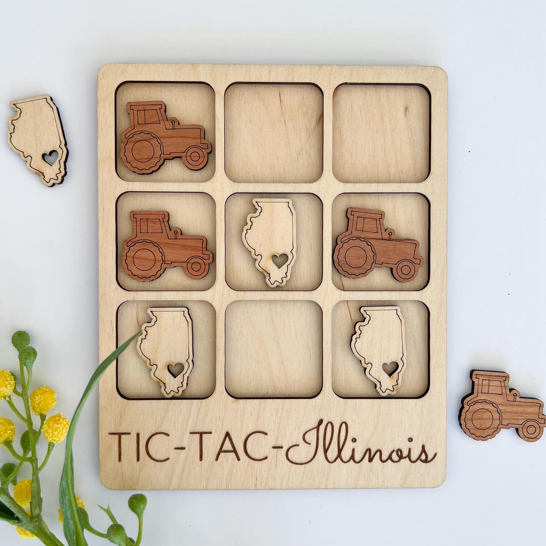 Illinois State Themed Wooden Tic-tac-toe Board Game Set Perfect for ...