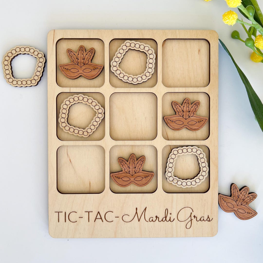 Mardi Gras Tic-tac-toe Game Set - Festive Design and Handcrafted Wooden ...