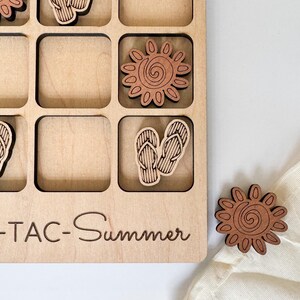 Summer Theme Tic-tac-toe Wooden Board Game Set Perfect for Family Fun ...