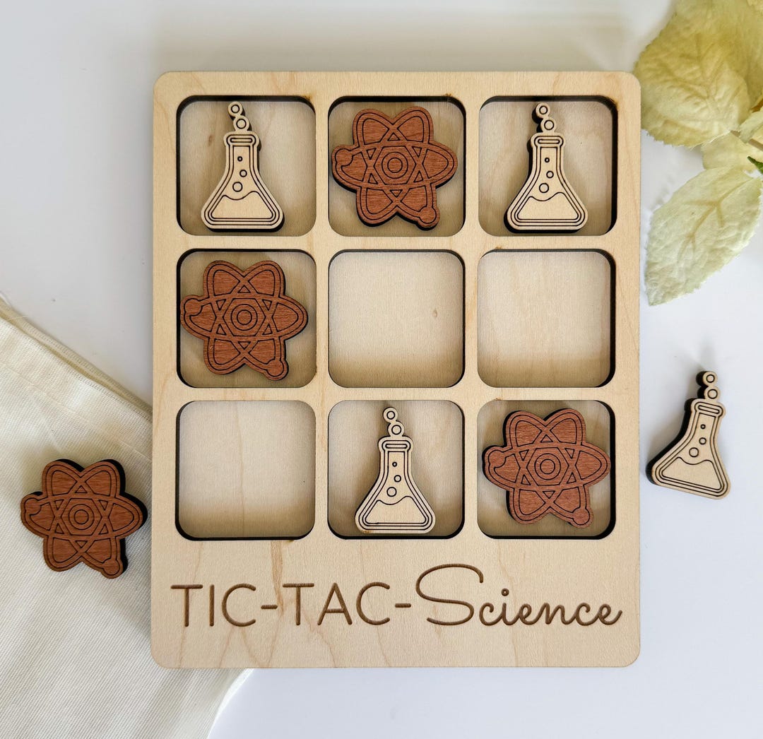 Science Tic-tac-toe Wooden Board Game Set, Perfect for Family Game ...