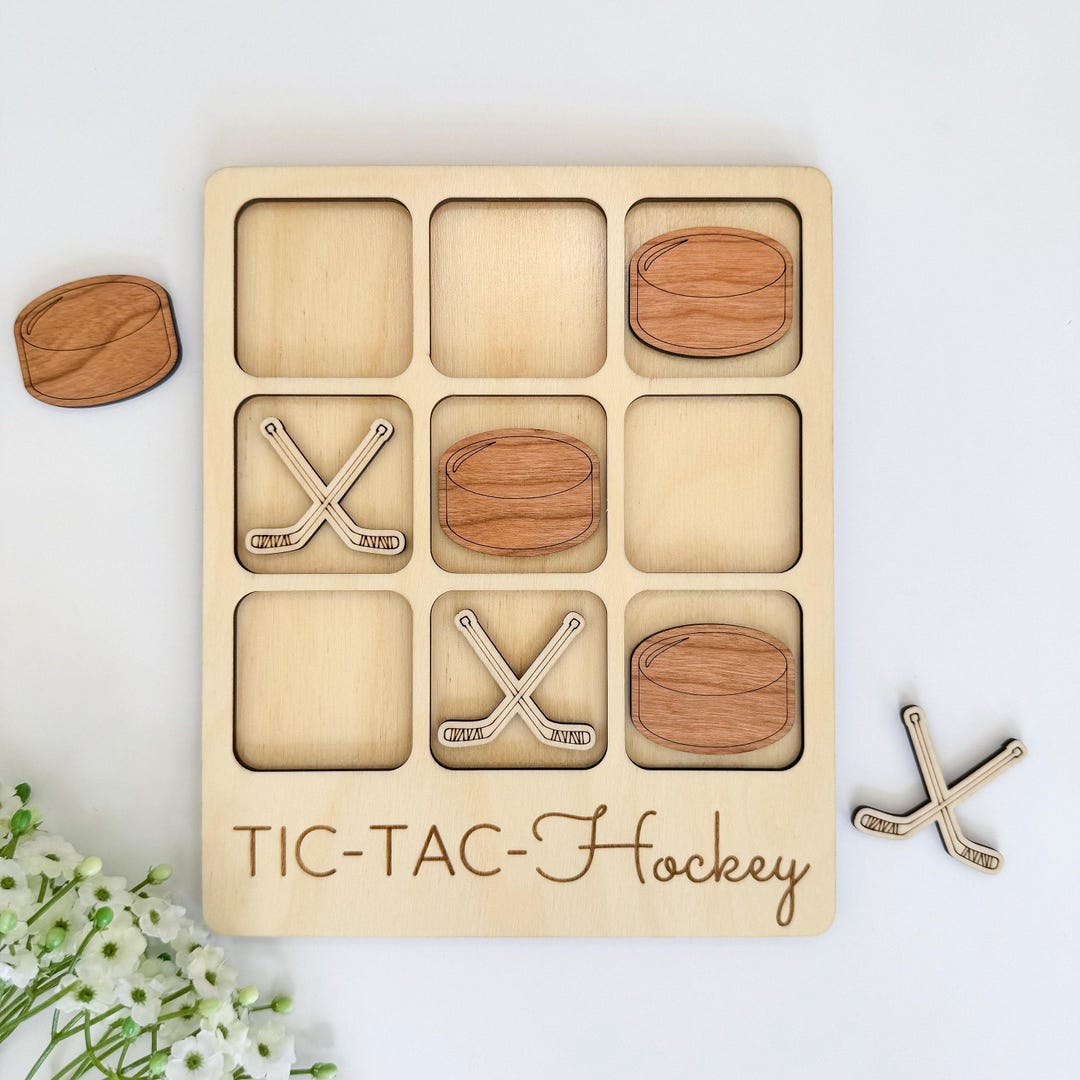 Hockey Tic-tac-toe Board Game Set - Hockey Stick and Puck Pieces ...