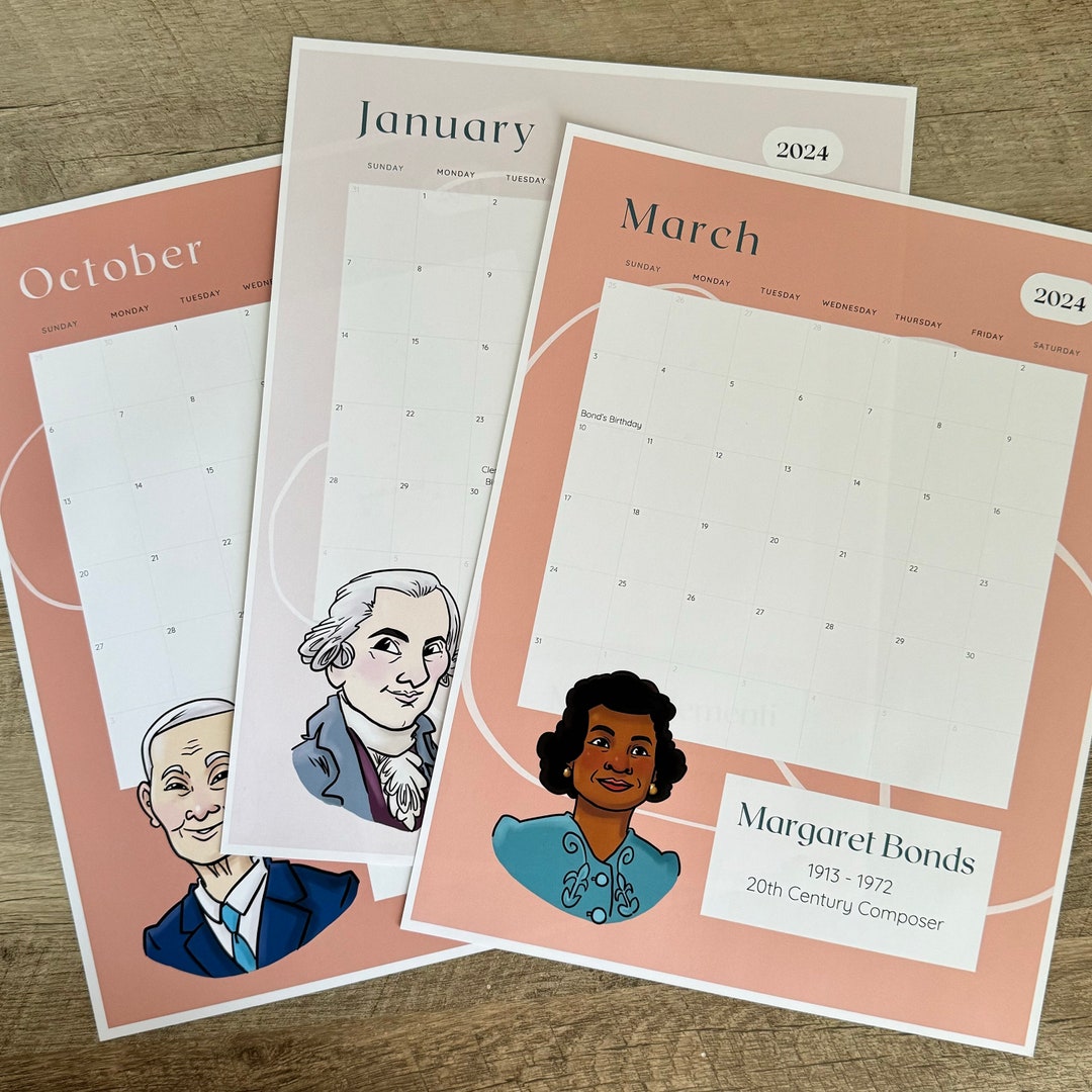 2024 Composer Calendar // Music Calendar // Music Teacher Calendar - Etsy