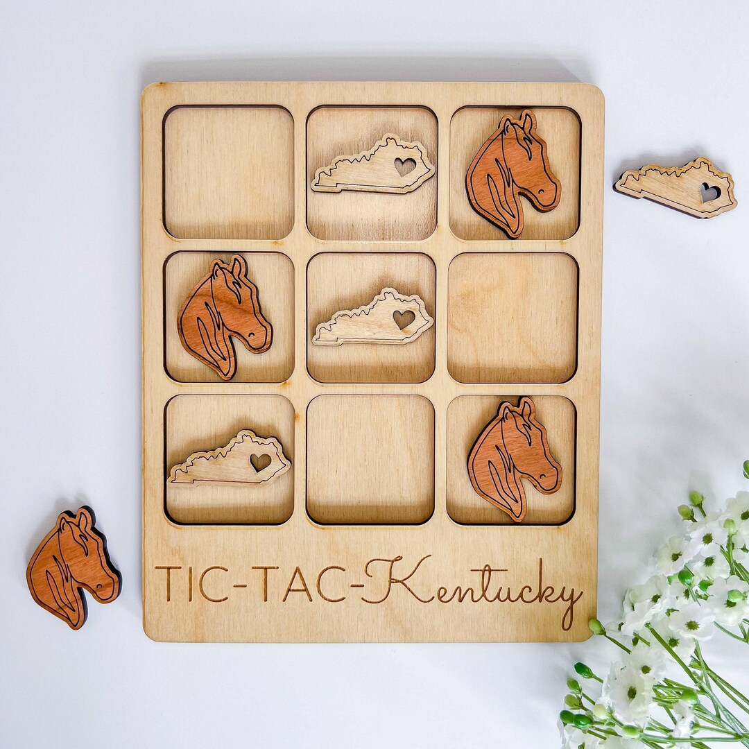 Kentucky Tic Tac Toe Wooden Board Game, Bluegrass State Charm for ...