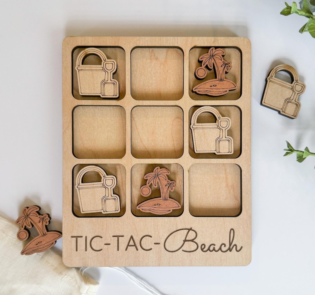 Beach Tic-tac-toe Wooden Board Game, Coastal Board Game, Nautical Game ...