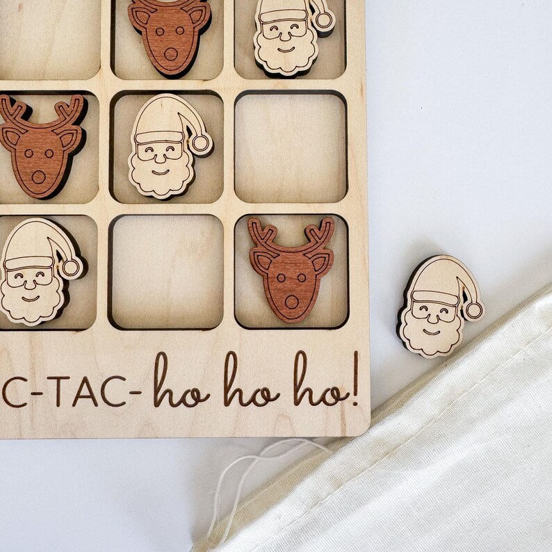 Christmas Themed Tic-tac-toe Board Game, Stocking Stuffer, Holiday Game ...