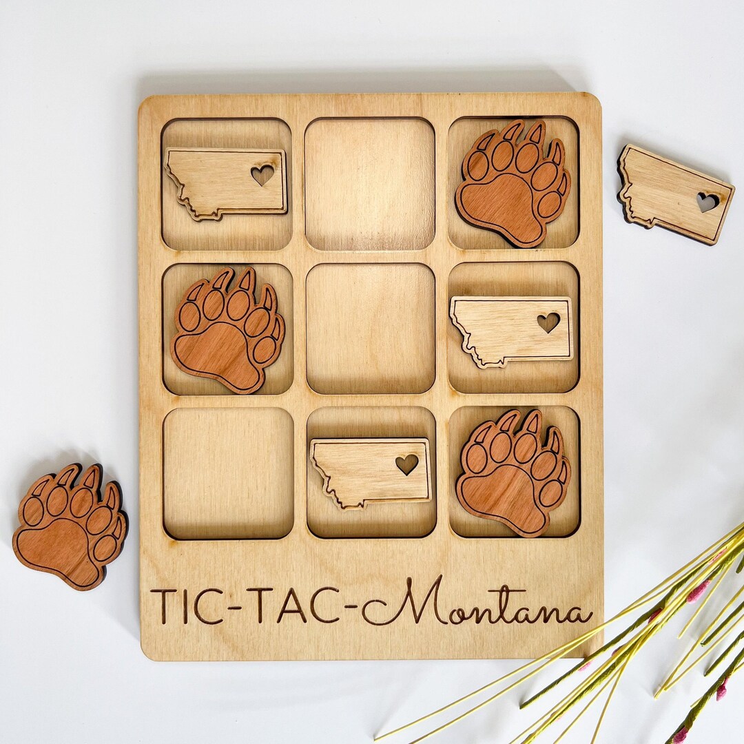 Montana Themed Tic Tac Toe Board - Big Sky Country Adventure Game Set ...