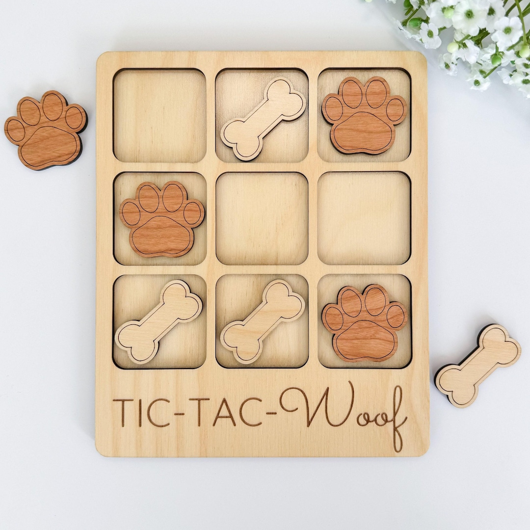 Dog Tic-tac-toe Board Game, Dog Game, Gift for Dog Lover, Dog Mom Gift ...