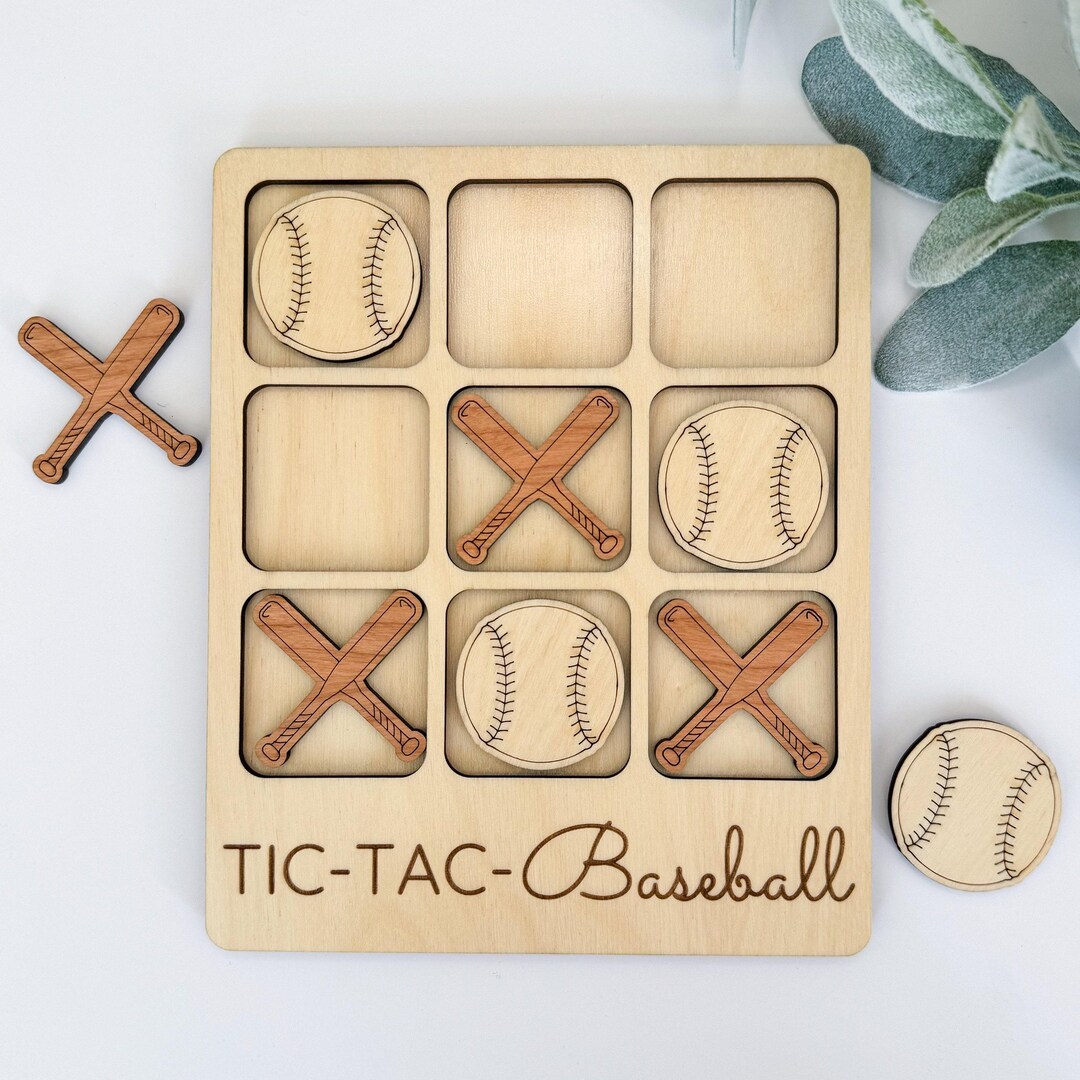 Baseball Tic-tac-toe Wooden Board Game Home Run Derby Game Set Families ...