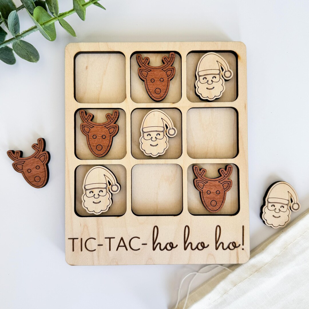 Christmas Themed Tic-tac-toe Board Game, Stocking Stuffer, Holiday Game ...