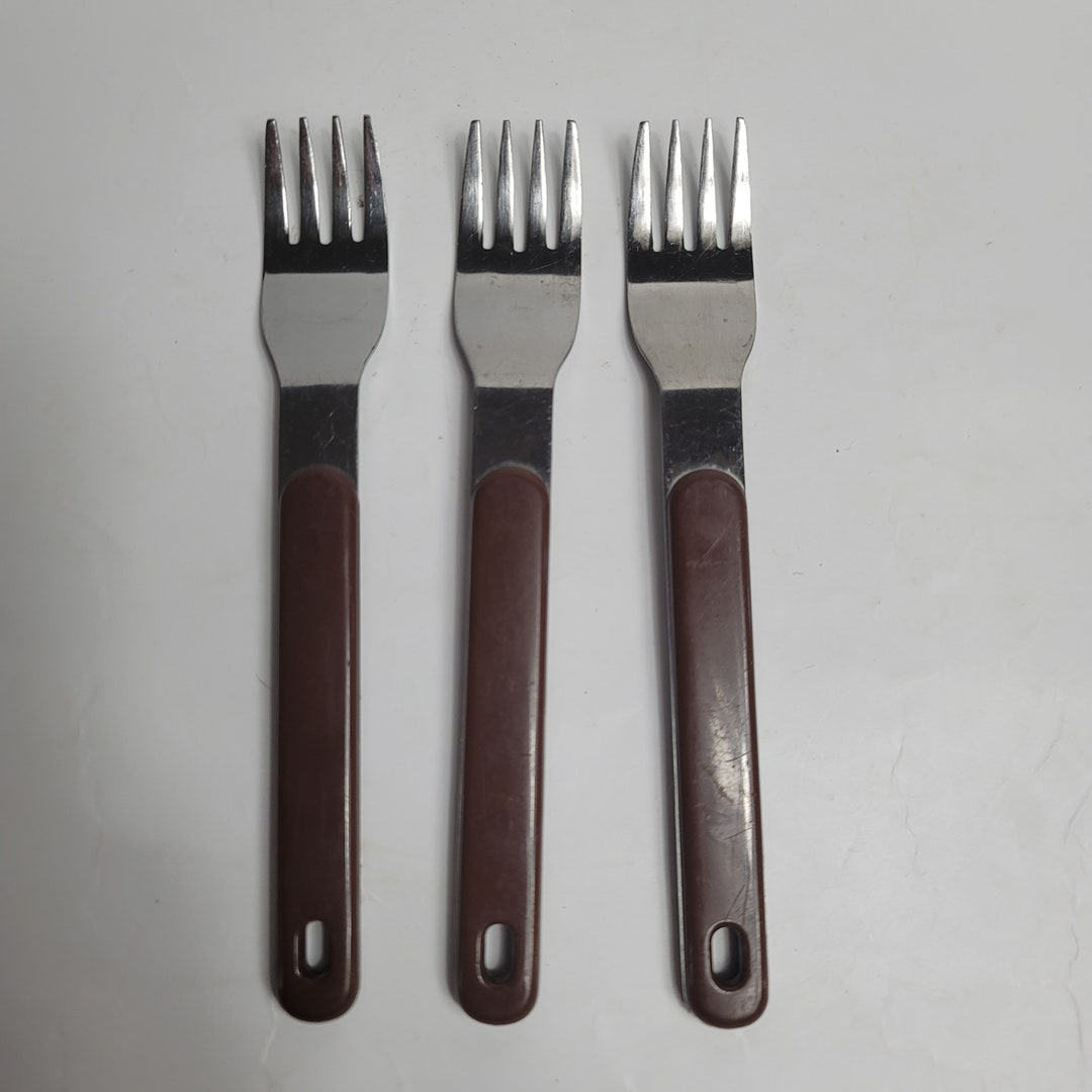 THREE Vintage Oneida Colormate Chocolate Brown Forks Silverware ...