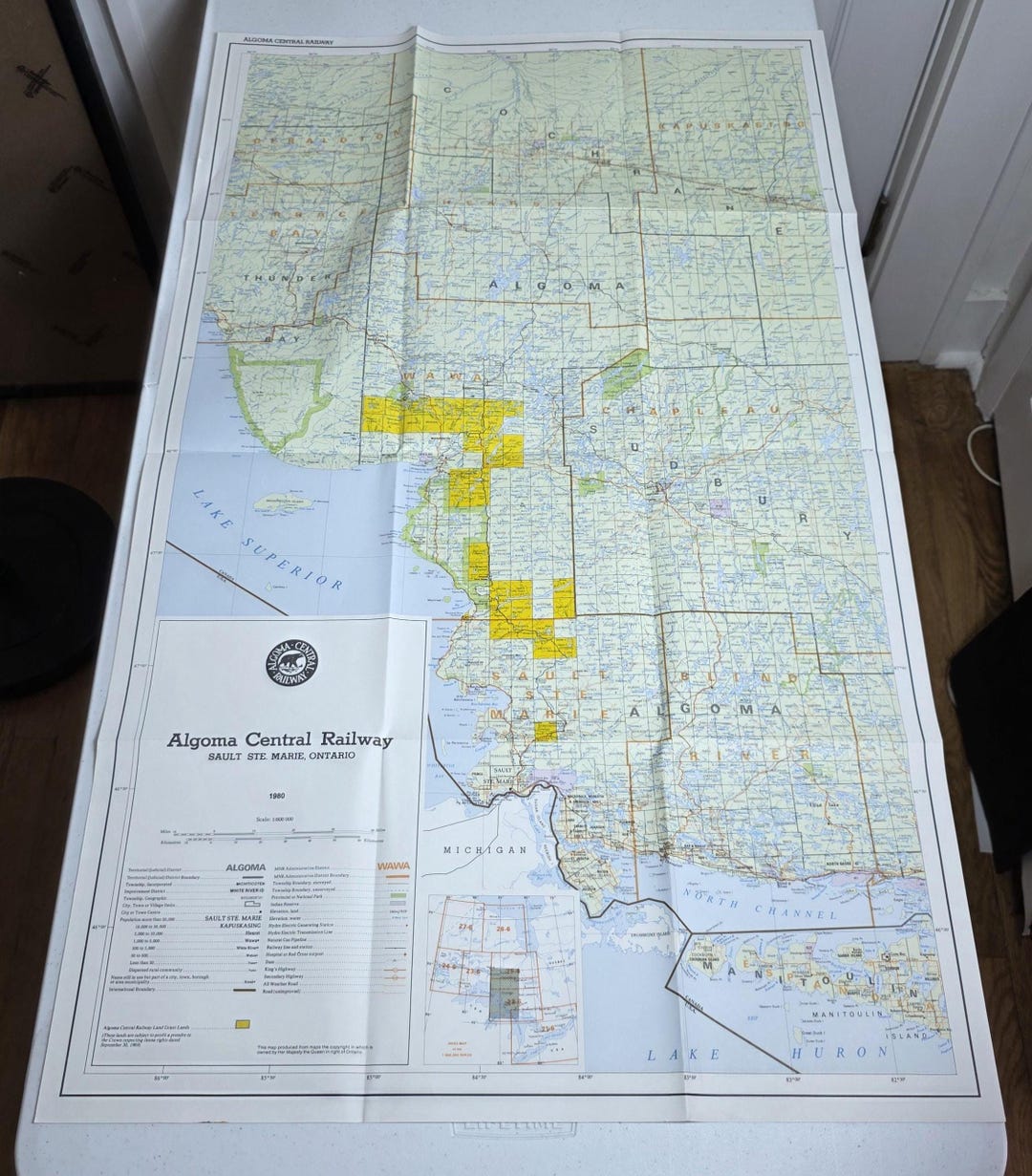 1980 Large Algoma Central Railway Map Sault Ste. Marie Canada 1:600 000 ...