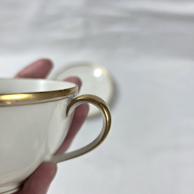 Haviland Sheraton 12 Sided Bouillon Cup and Saucer Set White With Gold ...