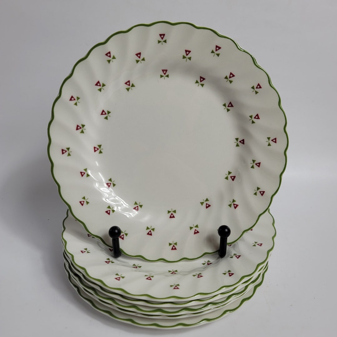 FIVE Johnson Brothers Laura Ashley Thistle Bread Plates 6 1/4 White Red ...