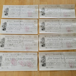 Antique Bank Paper 1885 Promissory Notes First Nat'l Bank Cassopolis MI ...