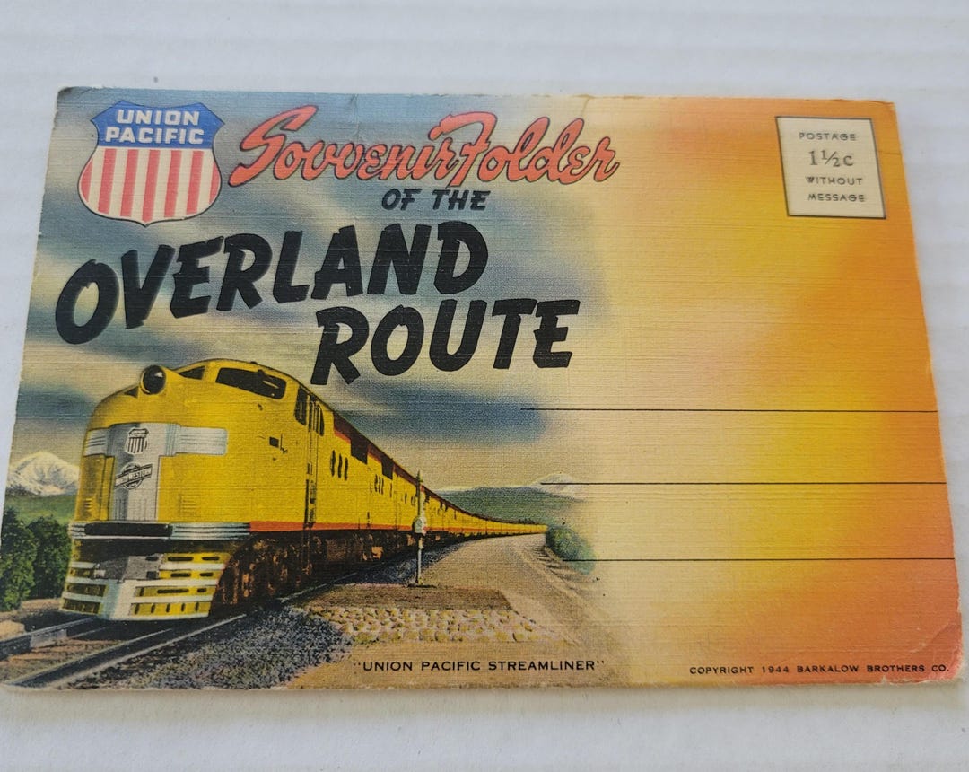 1944 Union Pacific Railroad Overland Route Foldout Postcard Booklet ...
