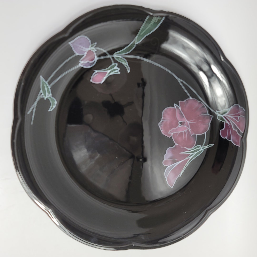 Mikasa Tango 13 Inch Chop Plate Platter Black With Lavender Flowers ...