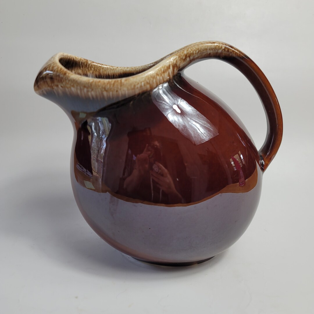 Hull USA Brown Drip Pitcher Jug 52 Ounces Coupe Shape Mirror Brown - Etsy